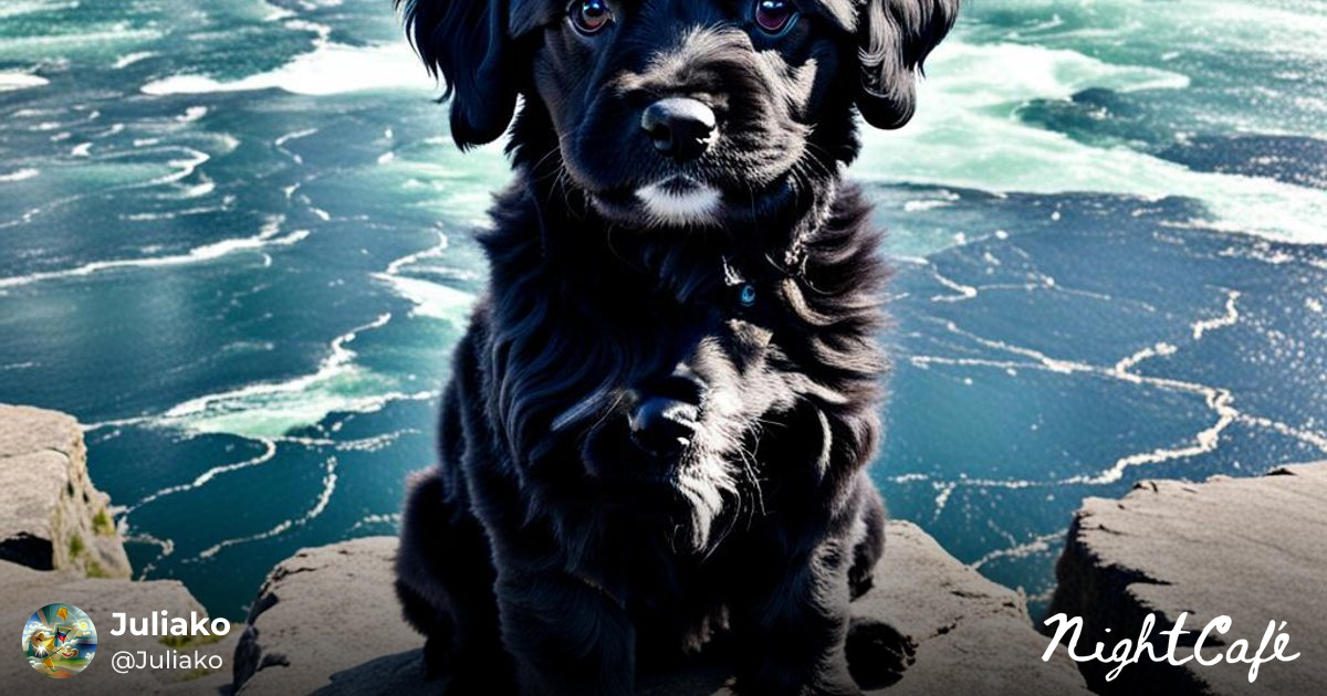 Small Black Patterpoo at Niagara Falls - AI Art