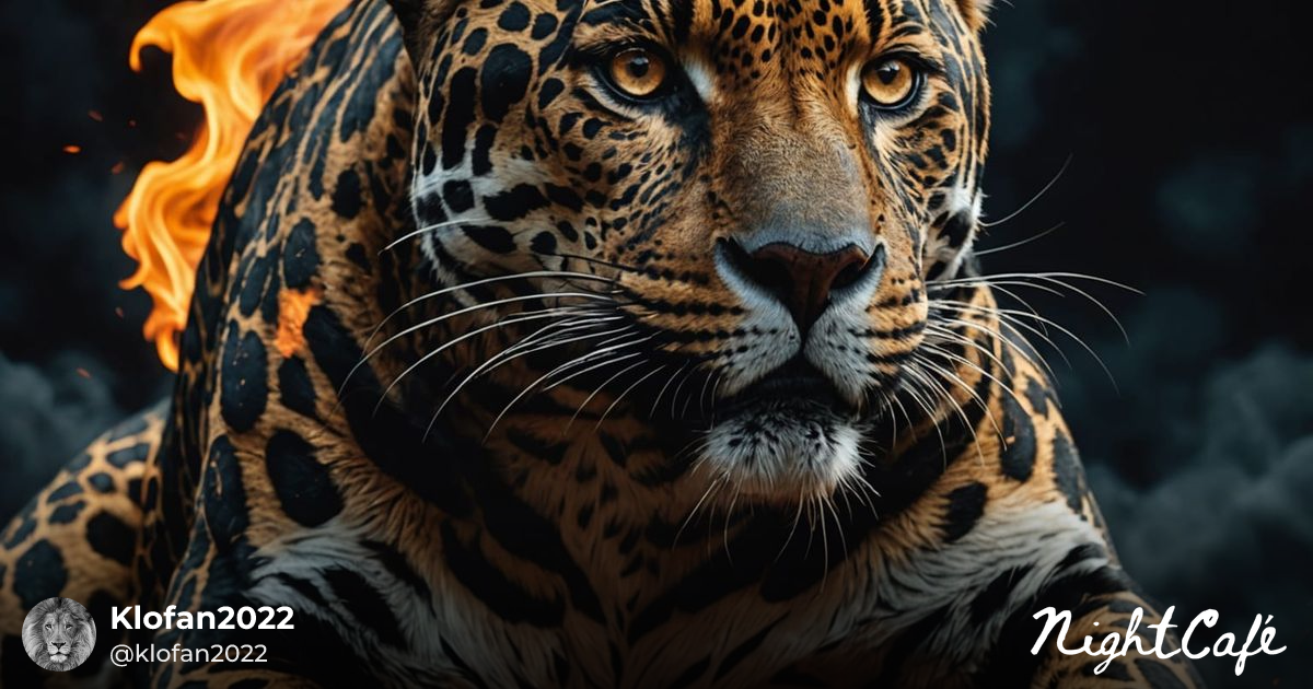 Fire Jaguar - Fiery Jaguar Against Black Backdrop: Digital ...