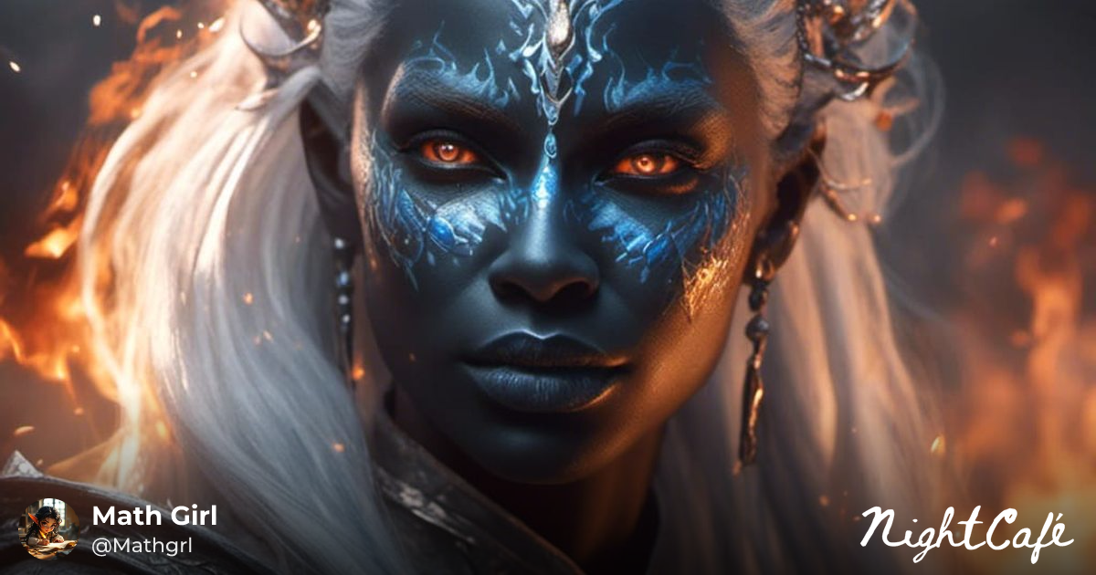 Drow - Beautiful Drow Gazing into Firelight