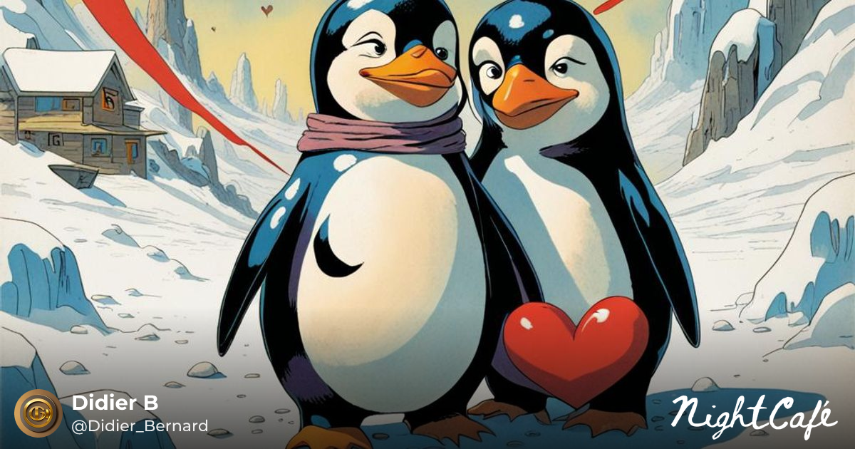 cute pinguin with LOVE, - Penguin with Love in Psychedelic ...