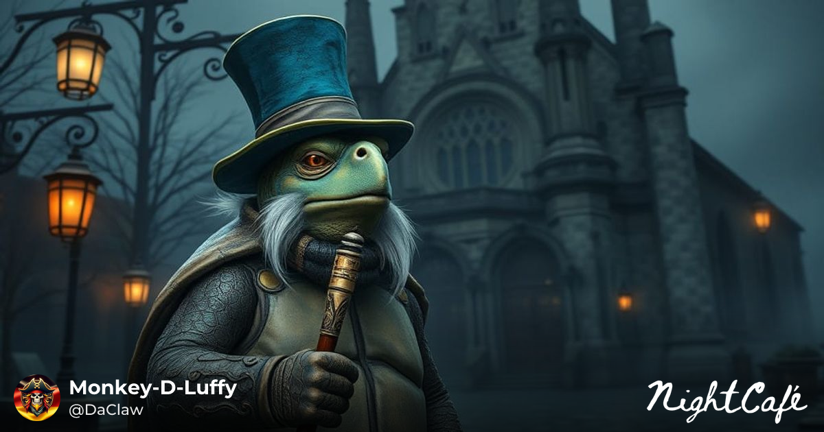 Mystical Turtle in Gothic Churchyard - AI Art