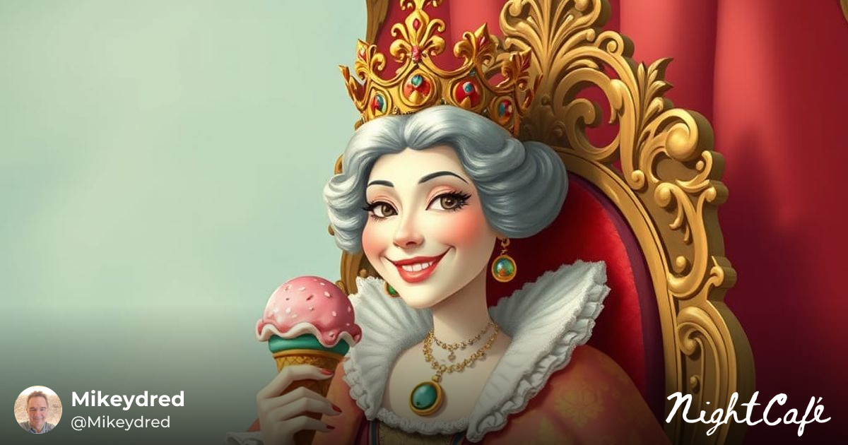 A Queen Eating Ice Cream - Queen Eating Ice Cream in Art Nou...