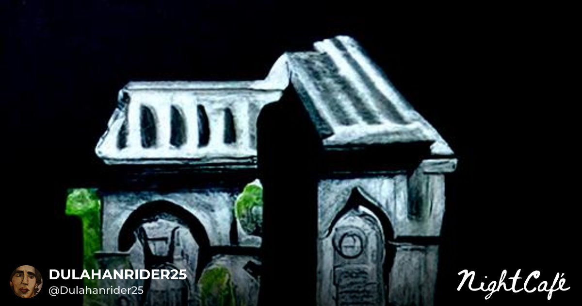 an old graveyard rendered in a realistic style. It's done with acrylic ...
