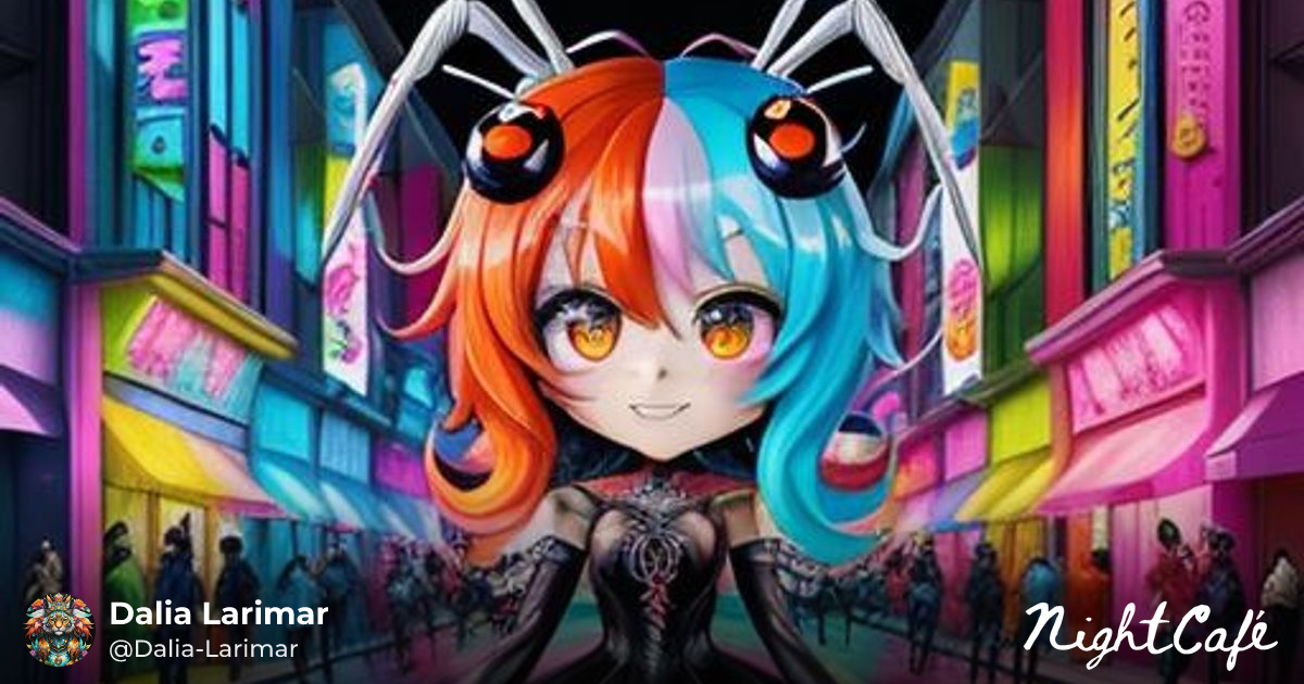 Cute Chibi Spider Girl Graffiti Art in Anime Style - AI Art