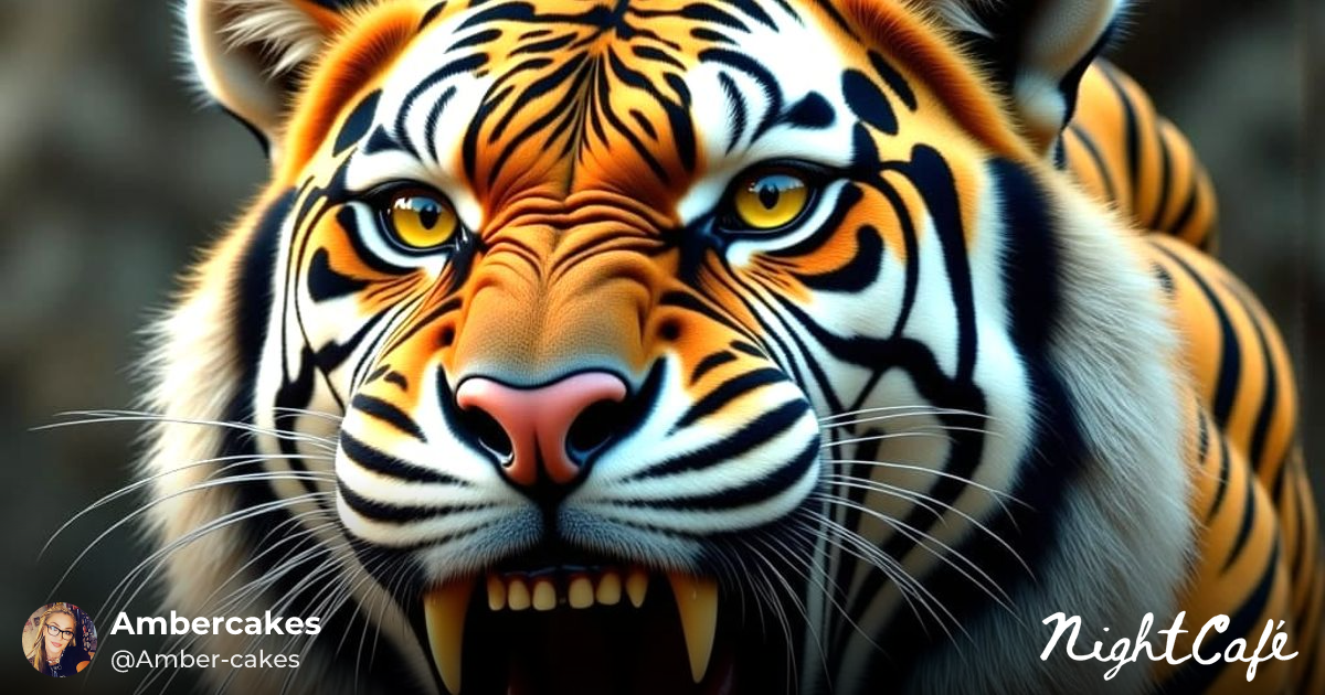 3D portrait using watercolor and ink Sabor tooth tiger