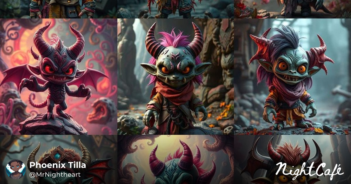 Demonic Chibi monster muppet - Surreal Demonic Chibi Creatur...