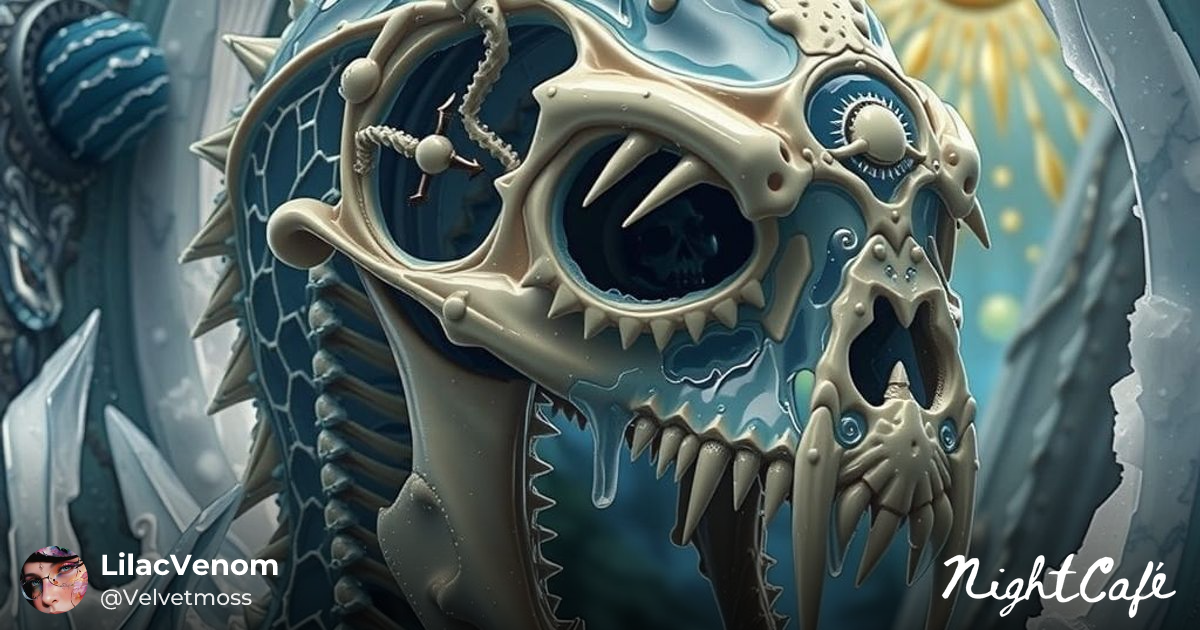 Ethereal Ice Raptor Skull Sculpture in Elemental F... - AI Art