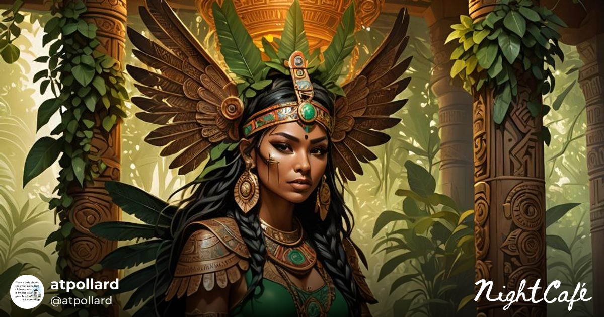 Aztec Fantasy - Beautiful Aztec Priestess Pixie in Fantasy A...