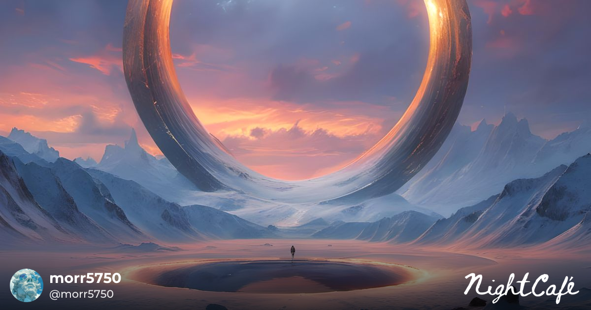 Icy Portal - Aurora Portal Over Frozen Expanse: Fantasy Art