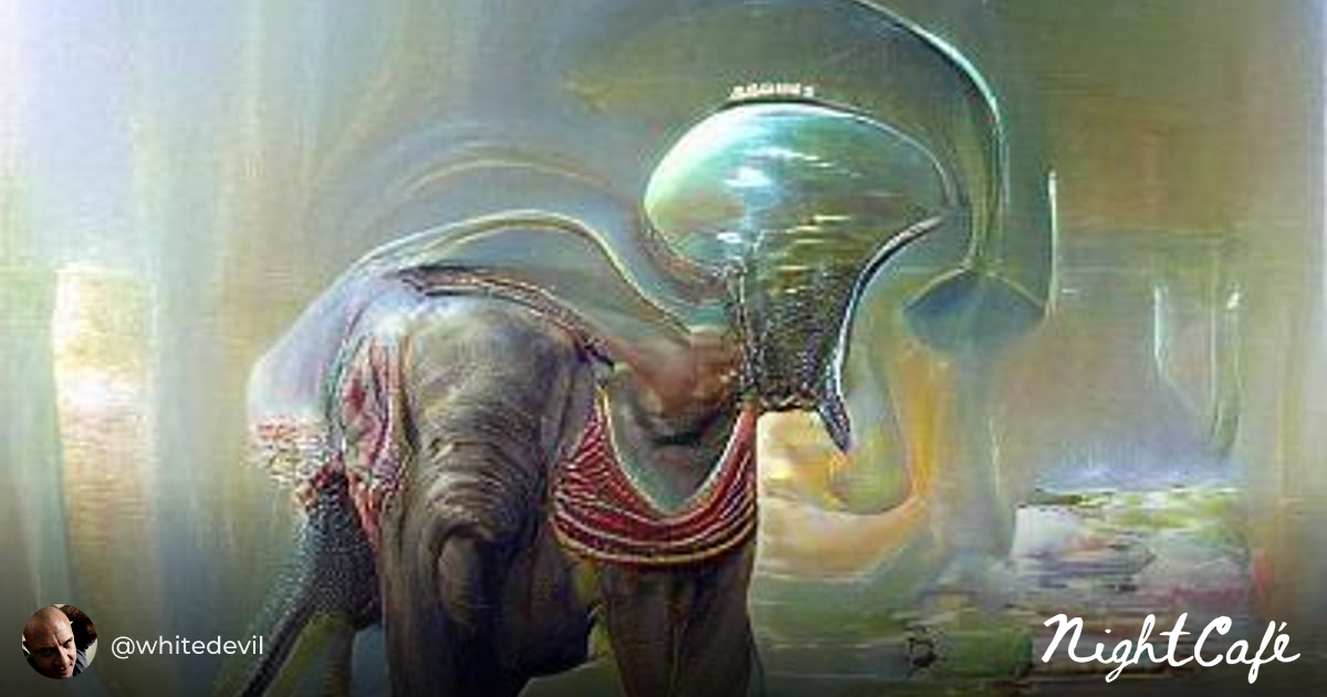 human Alien elephant god - Human Alien Elephant God in Oil P...