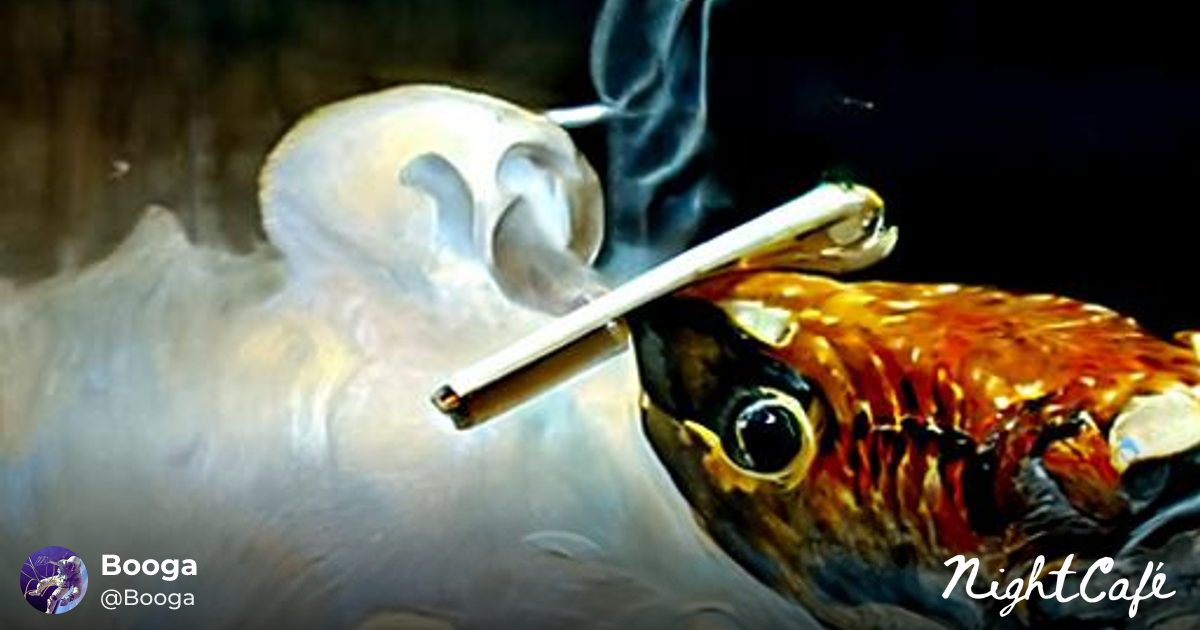 A fish smoking a cigarette - Fish Smoking Cigarette in Oil ...