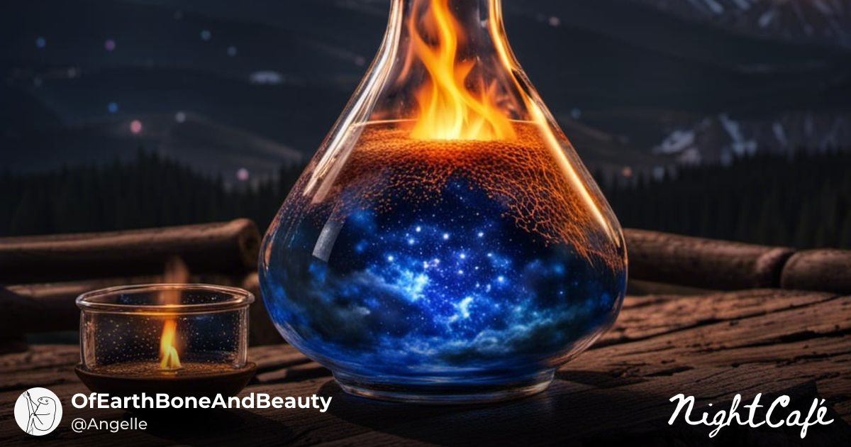 Infinite protection - Fiery Blue Potion Under Starry Mounta...