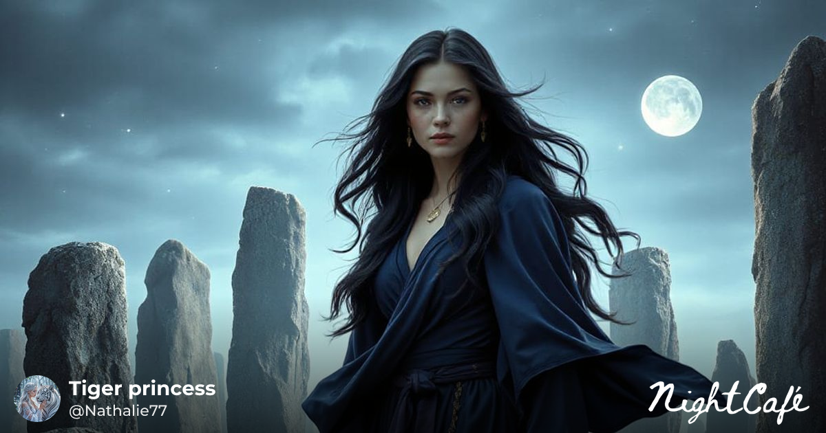 Celtic Twilight Goddess in Mystical Grove, Alphons... - AI Art