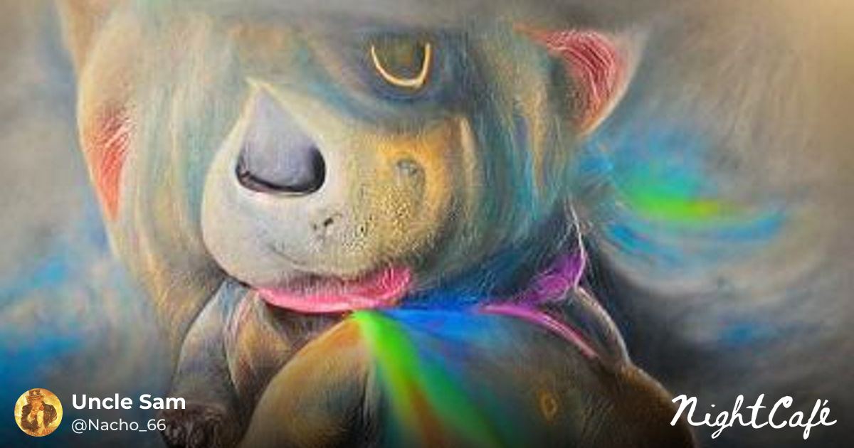 Rainbow Bear: Anime, Airbrush, and Watercolor Fusi... - AI Art
