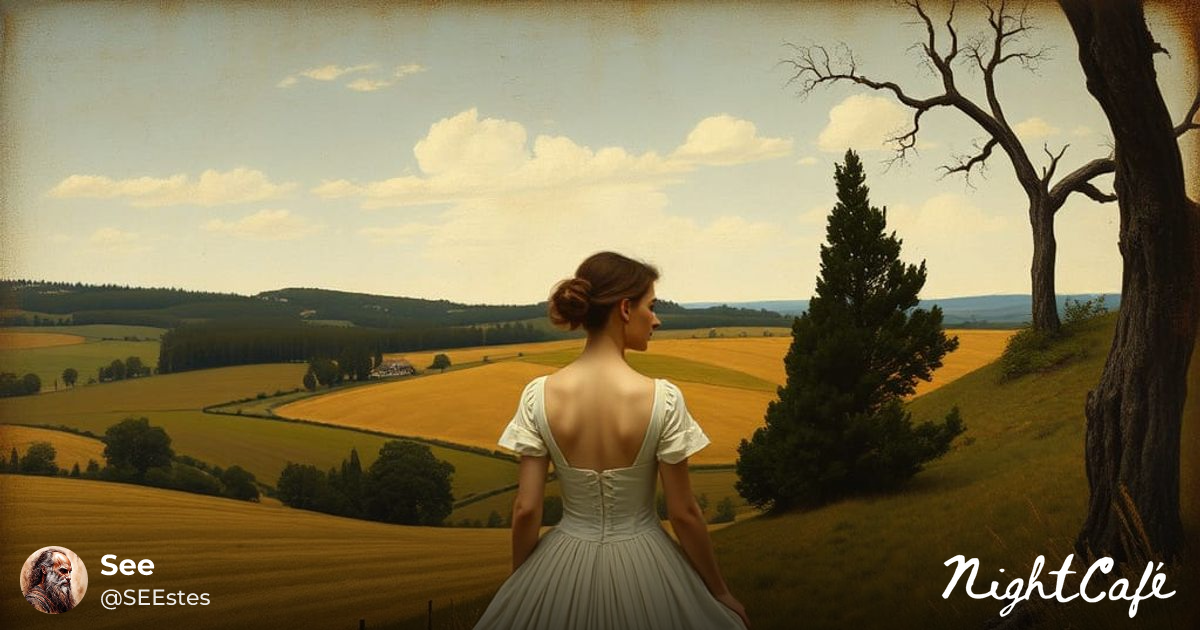 Woman in Countryside: Expressive Realism - AI Art