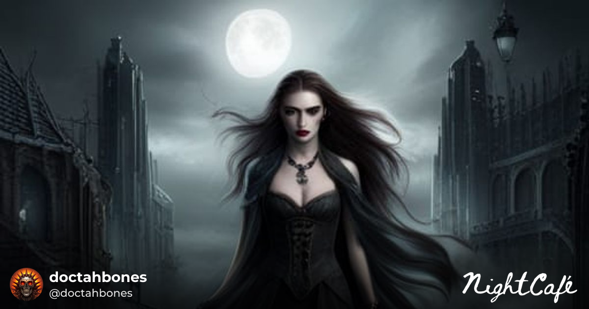 Akasha - Elegant Gothic Vampire Woman in Digital Painting