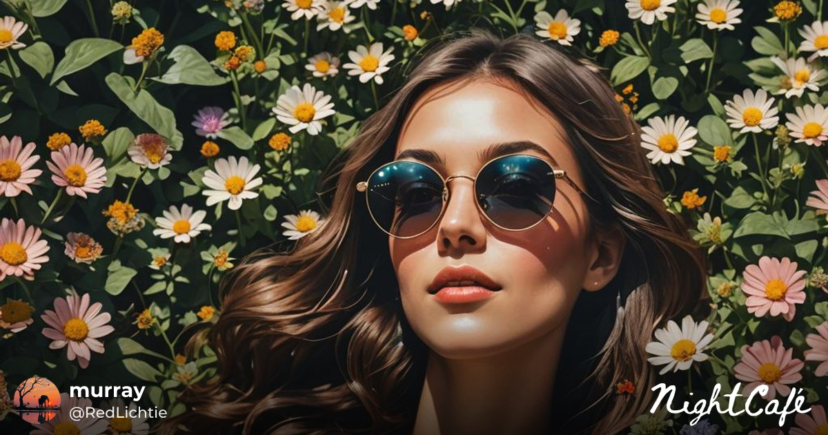 A beautiful woman wearing Ray bans lying in a garden of flowers.....
