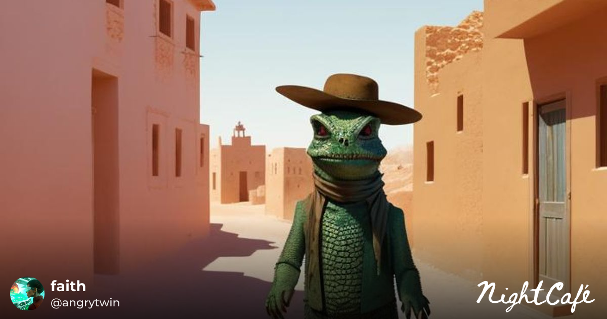 Desert Ghost Town Goya with Lizards - AI Art