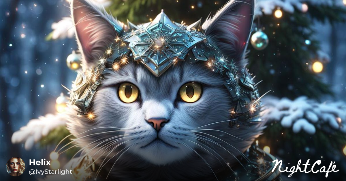 Mecha Cat - Anime Christmas Tree Cat with Mech Details