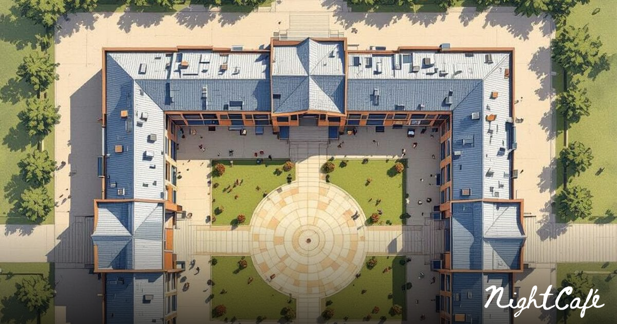 Architectural Blueprint of School Compound Layout - AI Art