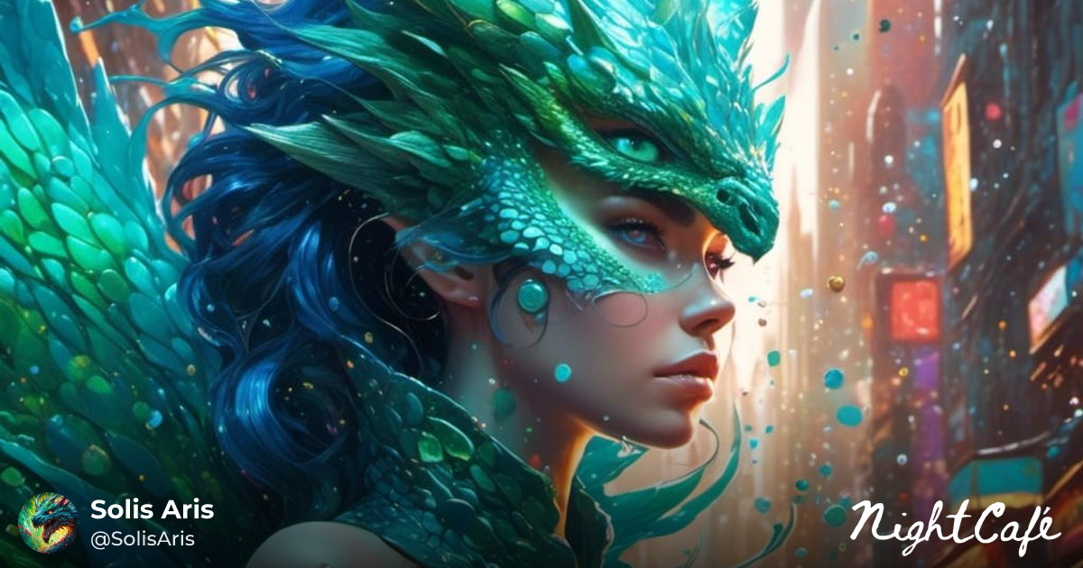 Anthro Dragon Woman with Blue Scales in Graffiti A... - AI Art