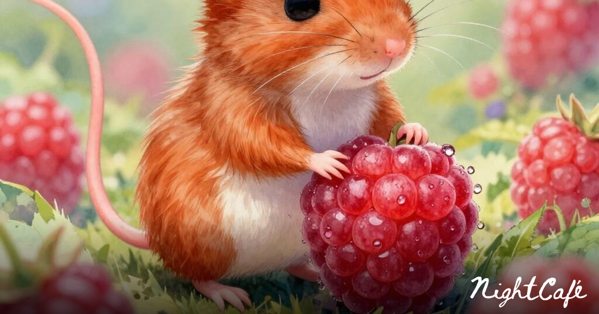 A mouse with a raspberry:) - Cute Redhead Mouse with Raspber...