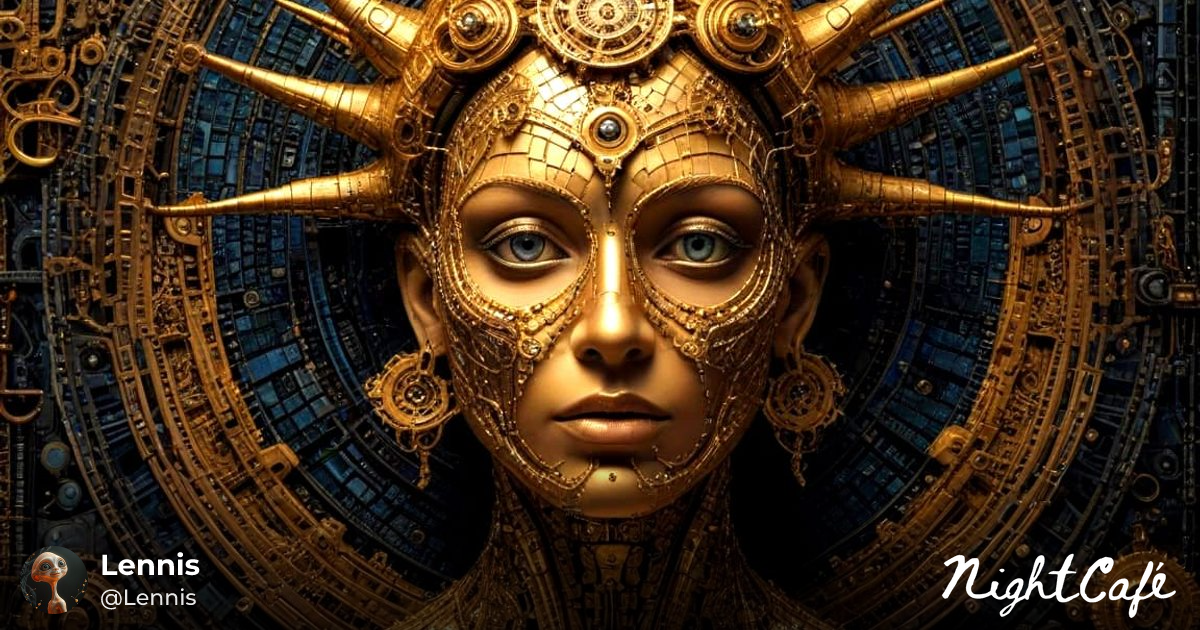 Steampunk Demon in Vibrant Mosaic - AI Art