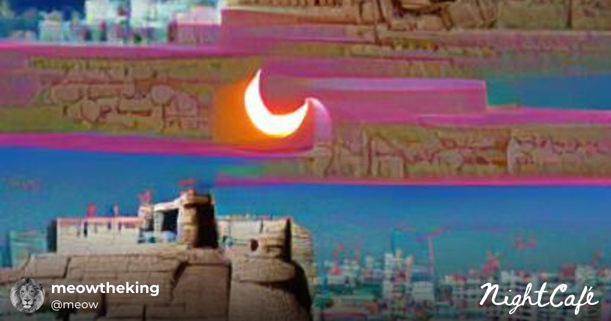 Rift of the moon between egyptian past and modern cities