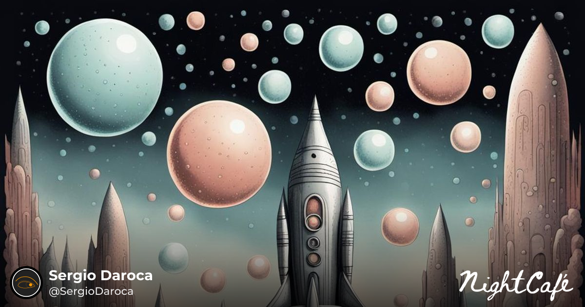 Fantasy Rocket Landing: Ink Illustration in Pastel... - AI Art