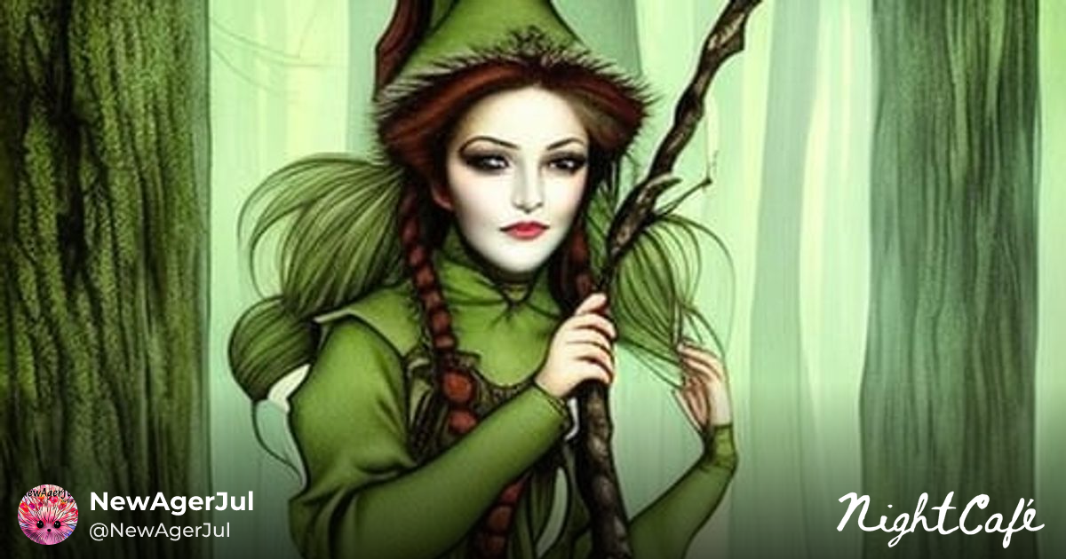 Green elf of the forest - Forest Elf in Arthur Rackham Style