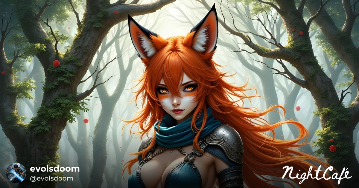 Red Fox - Mystical Fox Ninja in Surreal Bauhaus Style