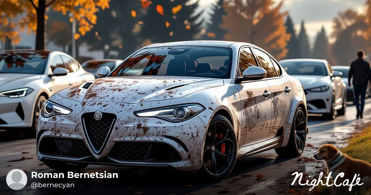 Dusty Alfa Romeo Giulia in Late Afternoon Light - AI Art