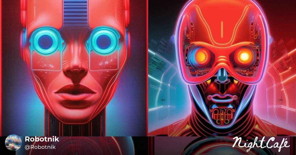 Cybernetic Head with Neon Lights in Comic Book Art - AI Art