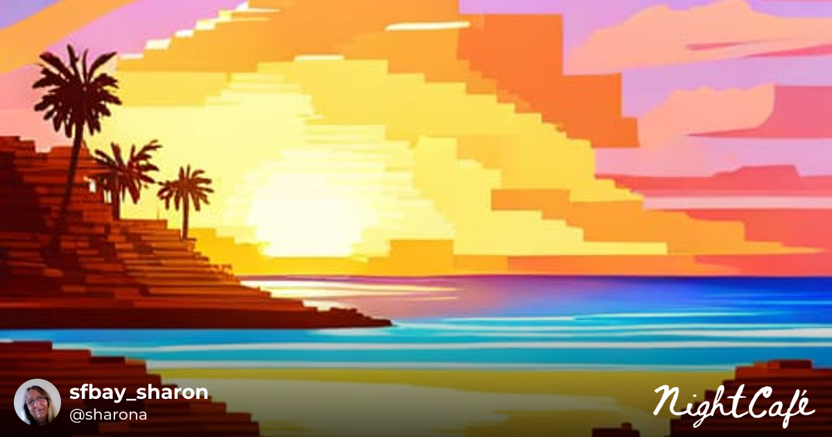 Beautiful beach sunset - Pixel Art: Beautiful Beach Sunset