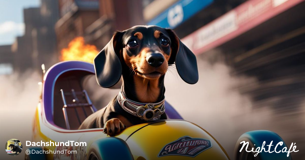 A Dachshund drag racing - Dachshund Drag Racing Funny Car,