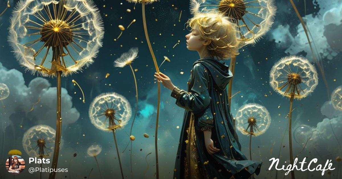 dandelion - Golden Dandelions Descend from a Dreamy Sky in ...