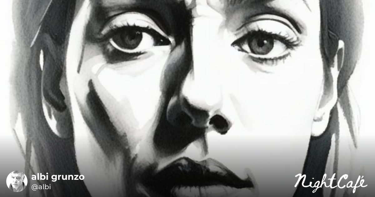 Somber Portrait in Charcoal and Pencil - AI Art