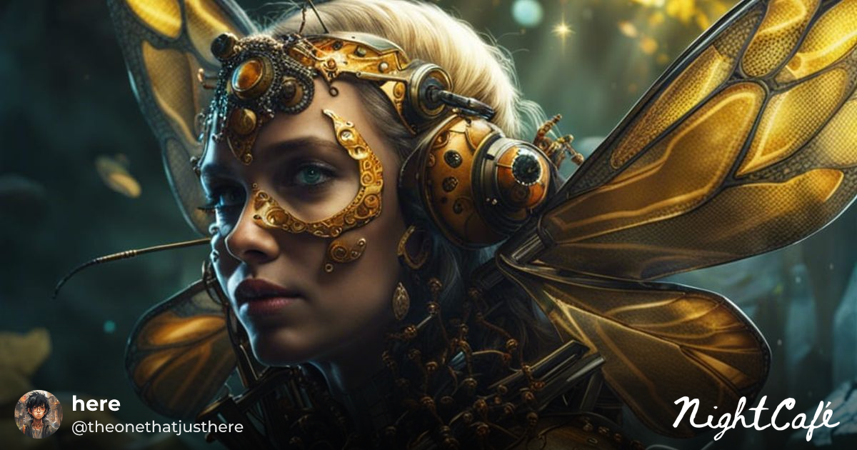 a queen bee - Majestic Queen Bee in Mystical Landscape