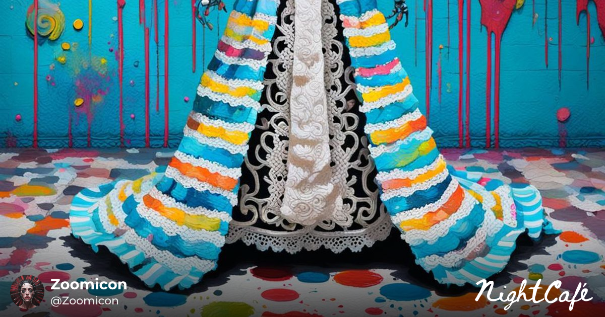 Stitchbot - Rococo Robot in Mixed Media Impasto Style