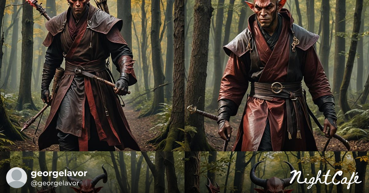 Tiefling Monk Portrait in Hyperrealism - AI Art