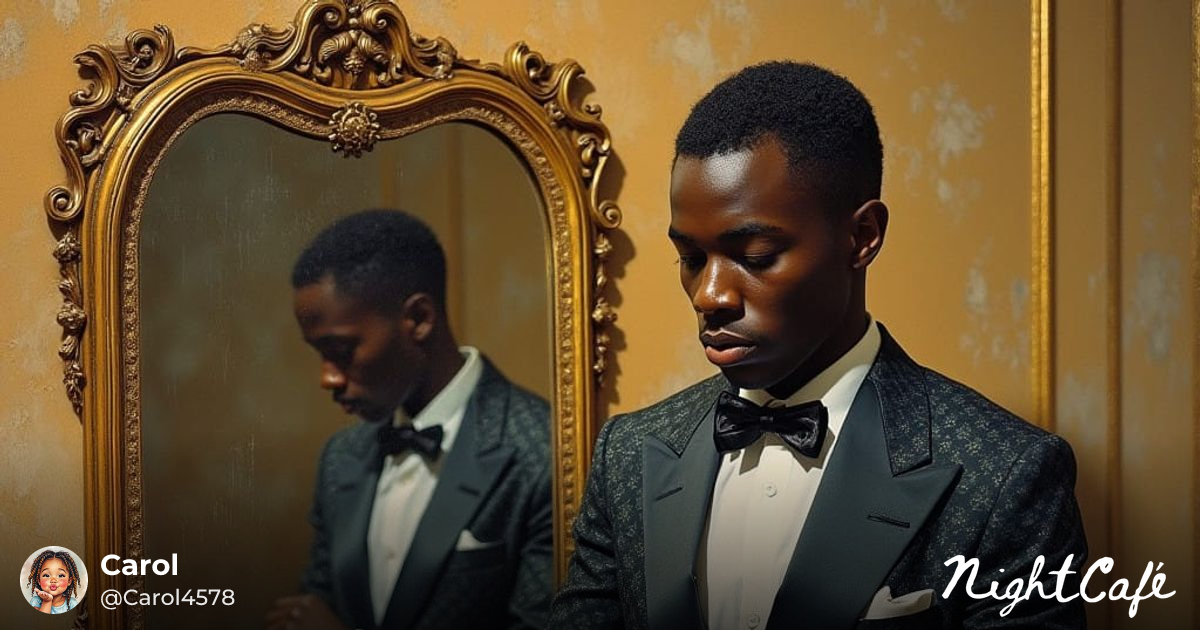 Elegant African Gentleman in Pointillist Reflectio... - AI Art