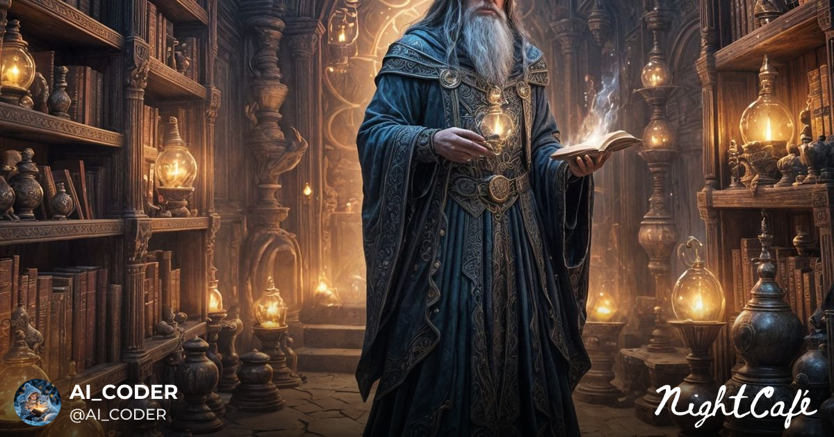 A magical space🧙‍♂️🪄 - Majestic Wizard Amidst Ancient Tome...
