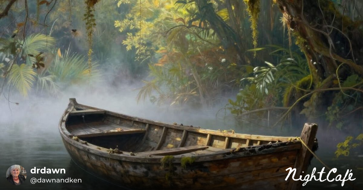 Where to Wizard? - Ancient Boat in Misty Lagoon with Filtere...