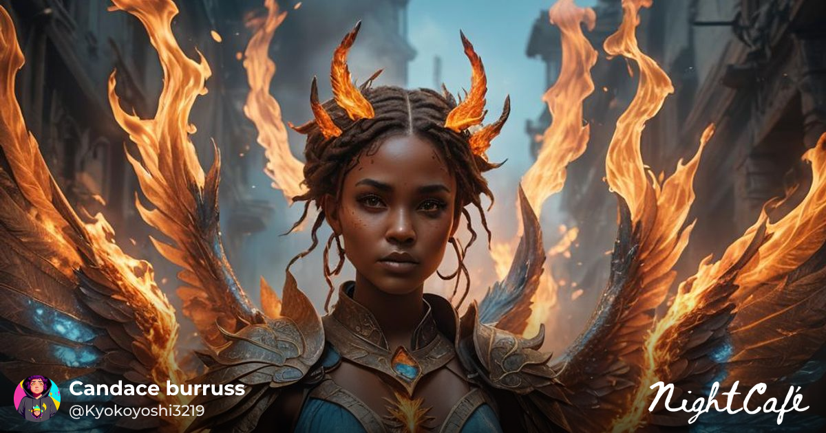 Fiery Fairy: Woman with Fire Wings and Ice Eyes - AI Art