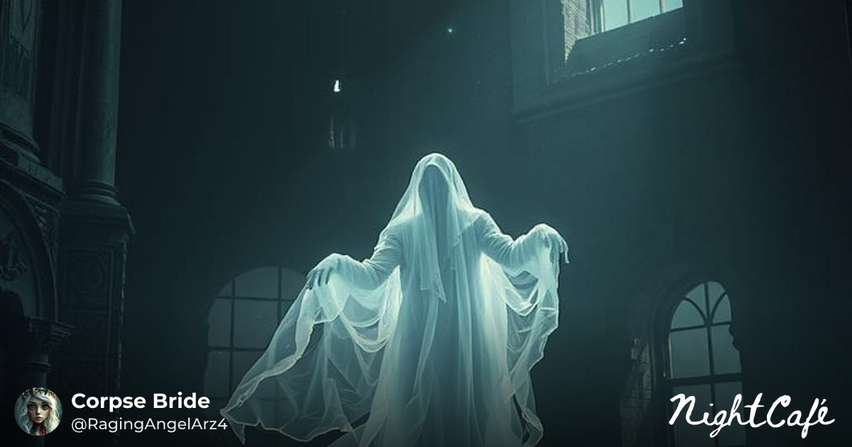 spooky ghost, floating in ancient ruins, medieval fantasy setting ...