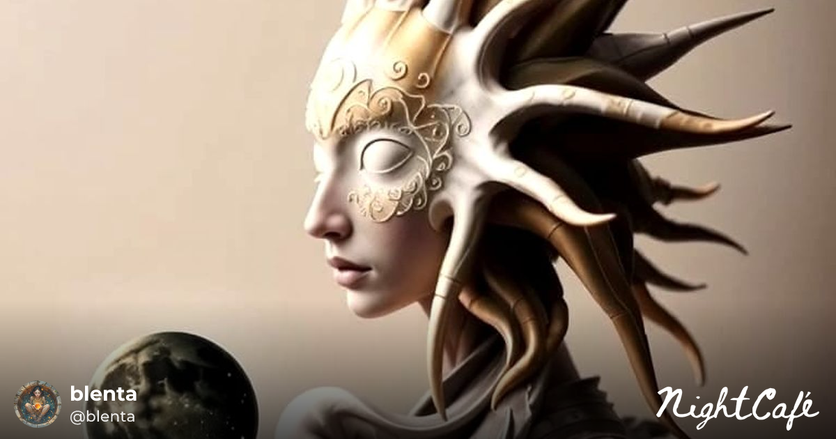 Celestial Woman in Monarda Sun and Moon Star - AI Art