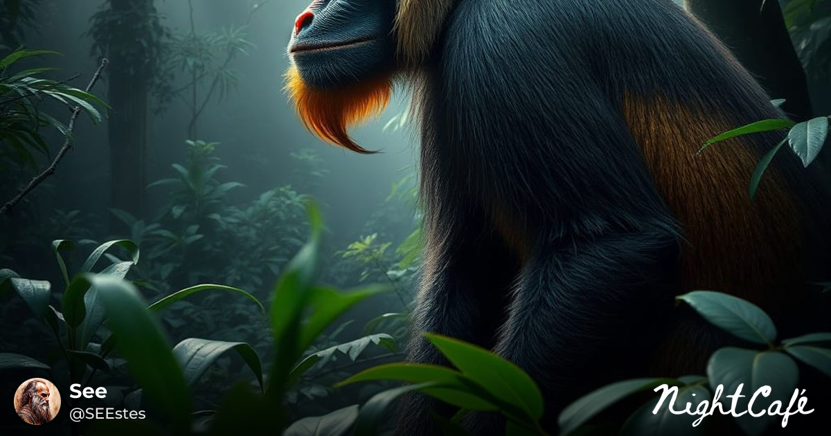 Mandrill in Vibrant African Rainforest with Art No... - AI Art