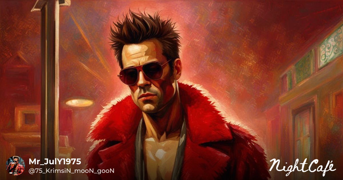 Fight Club, Tyler Durden, full body figure, red lensed sunglasses ...