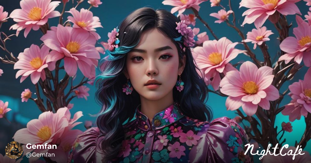 Sequin Floral blouse in vaporwave STYLE 2