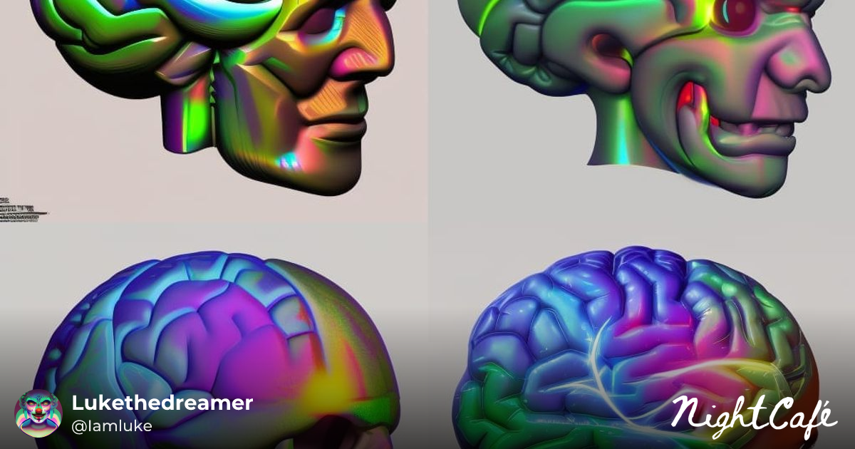 Intricate Brain Concept Art in Triadic Colors - AI Art